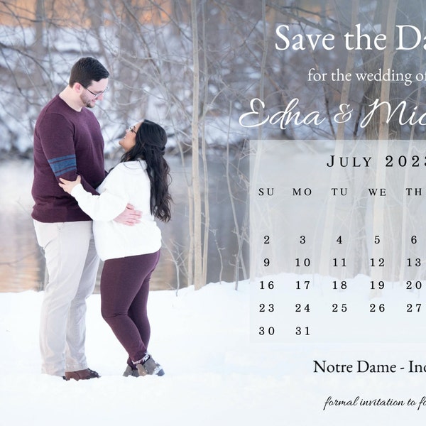 Photo Calendar Save the Date Editable Template With Photo Wedding ...