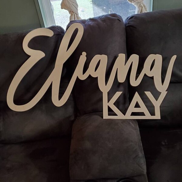 Custom Two Line Sign, First Middle Name, Stacked Acrylic Sign, Large ...