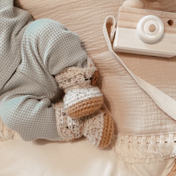 Crochet Baby Booties, Gender Neutral Boots, Oatmeal Walkers, New Baby ...