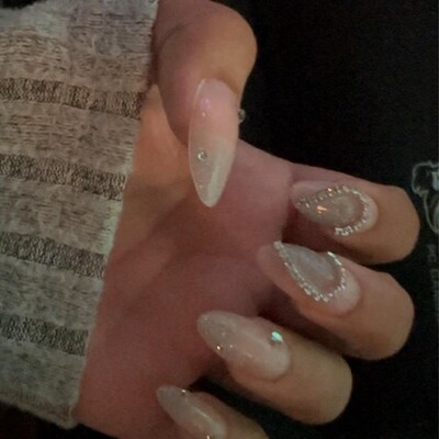 3D Freestyle Almond Goth Press on Nails, Handpainted Luxury Acrylic ...