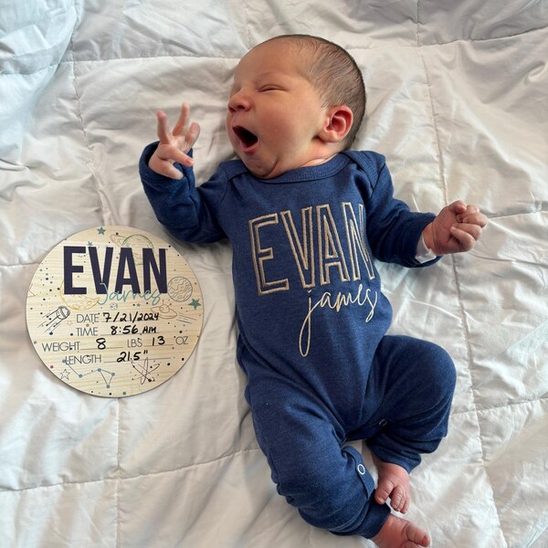 Baby Birth Stat Sign | Personalized Birth Announcement Sign | Space ...