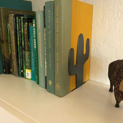 Metal Cactus Bookend Cactus Home Decor Modern Bookend Metal Bookend Rustic Southwestern Style ...