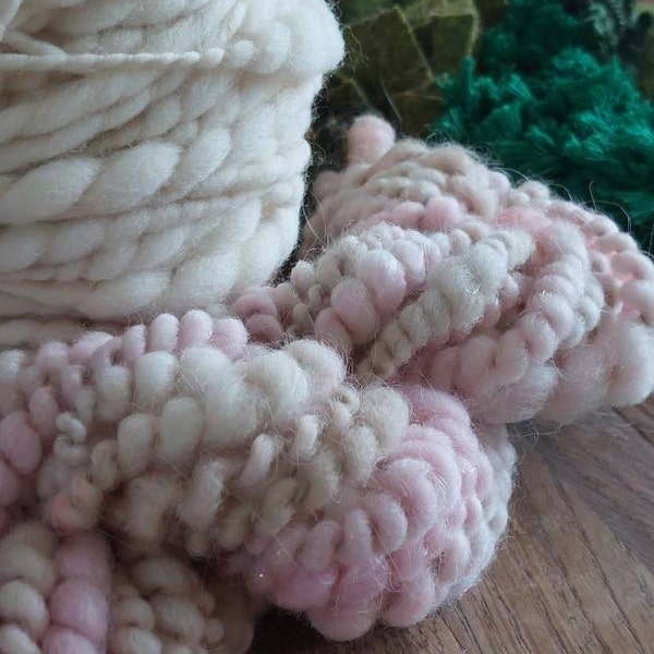 Handspun Yarn Art Yarn Textured Wool Chunky Yarn, Undyed Wool, Weaving ...