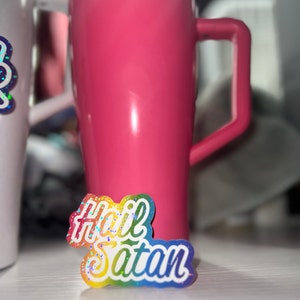 Holographic 90s Nostalgia Inspired Hail Satan Vinyl Sticker, Die Cut ...