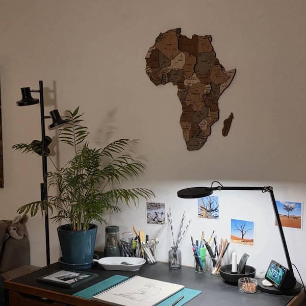 Wood Map of Africa in 3D – Travel Map Wall Hanging – Handcrafted Wooden ...