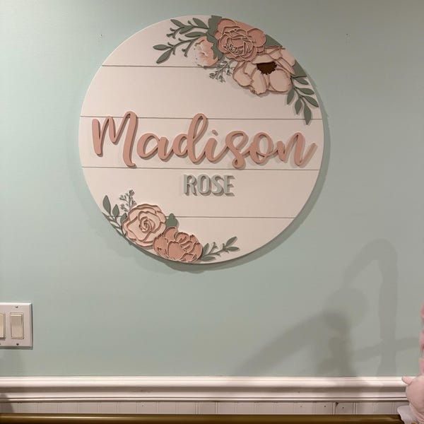 Personalized Floral Name Sign for Nursery | Baby Girl Room Decor ...