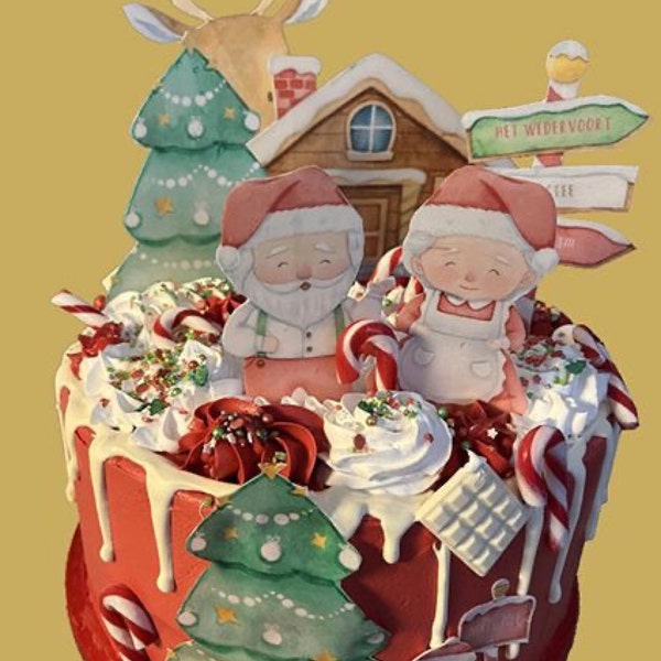 Watercolor Christmas Santa's House Clipart, Santa Claus Clip Art, Mrs ...