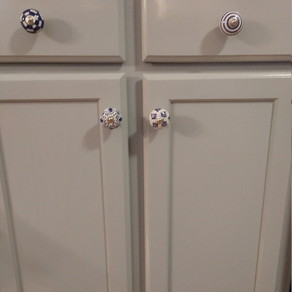 Assorted Blue and White Ceramic Knobs Ceramic Door Knobs Kitchen Cabinet Drawer Pulls - Etsy