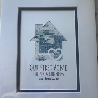 Our First Home Personalized Home Map Matted Gift First Home - Etsy