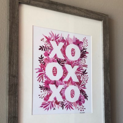 XOXO Valentines Day Art Print, Pink Floral Botanical Print, Valentines ...