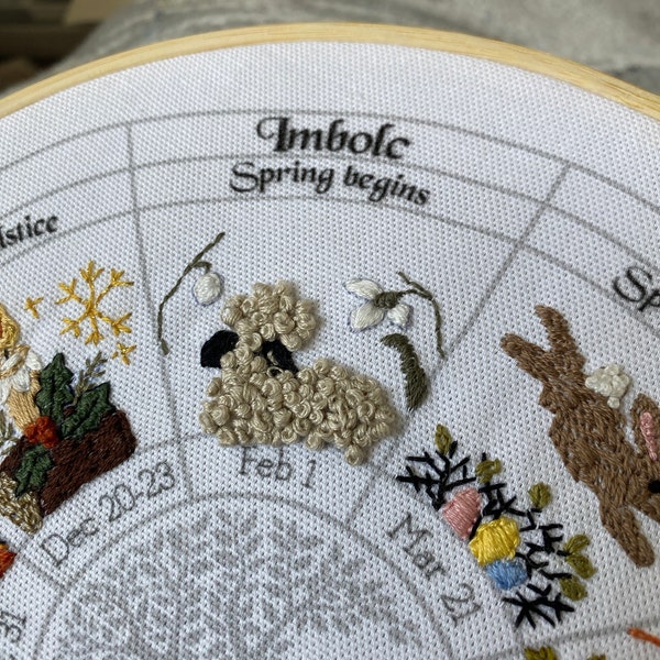 Imbolc Embroidery Pattern, Wheel of the Year : Calendar to Embroider ...
