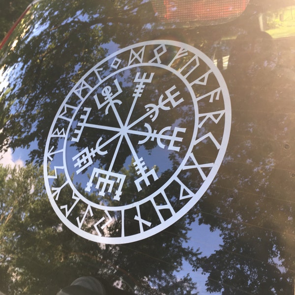 Vegvisir Rune Circle, Viking Norse Mythology, Vinyl CAR DECAL, Iceland ...
