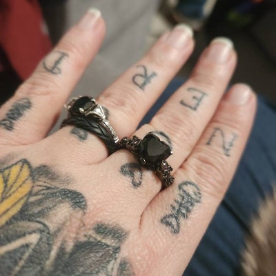 Gothic Bird Skull Ring Witchy Raven Ring Goth Horror Jewelry Black Crow ...