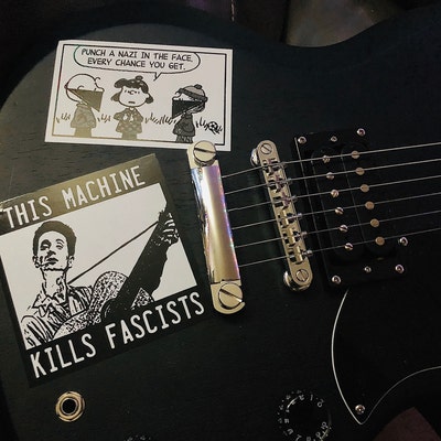 Vinyl Sticker large Woody Guthrie This Machine Kills Fascists - Etsy