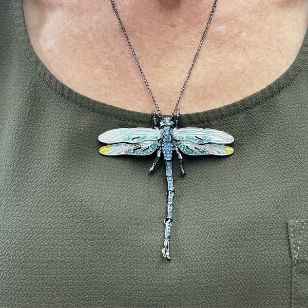 Dragonfly Dreams // Iridescent Layering Dragon Fly Pendant Chain ...