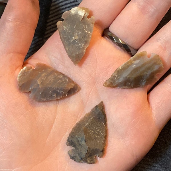 5 Arrowheads Authentic Hand Crafted Agate Stone Arrow Heads Randomly ...