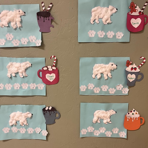 Polar Bear Name Craft | Winter Animal Activity for Preschool, Daycare ...