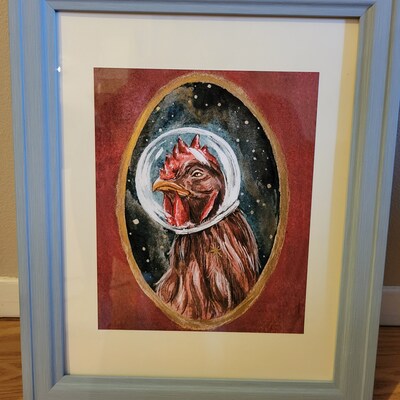 Space Chicken, Space Animal Series, Fine Art Print, Hen Art, Funny ...