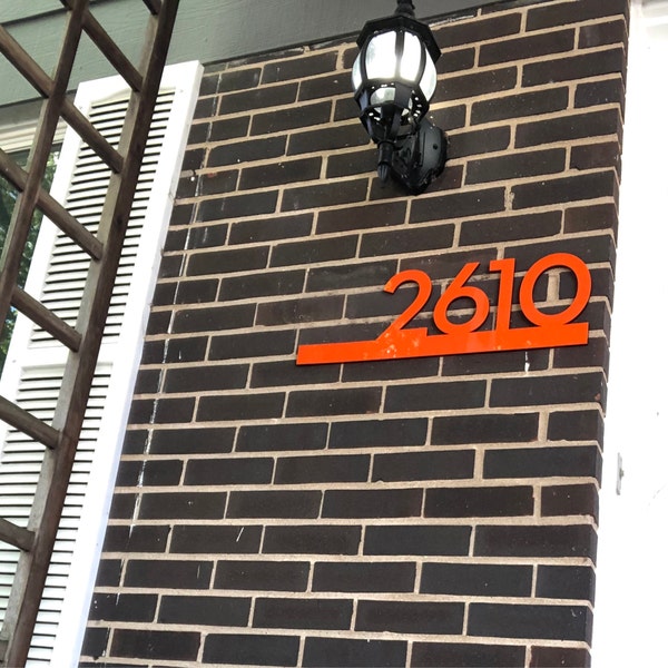 Modern House Numbers - Orange With Black Acrylic - Contemporary Home ...