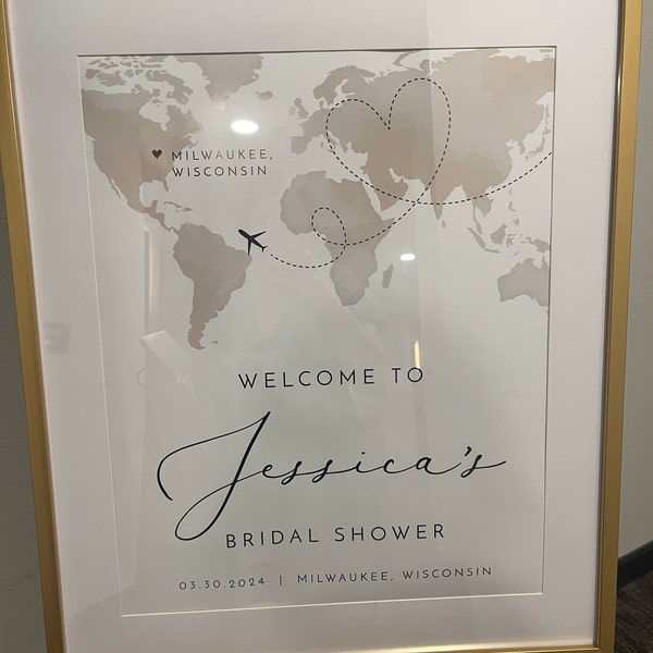 CARMEN Bridal Shower Welcome Sign Template, Travel Themed Bridal Shower ...