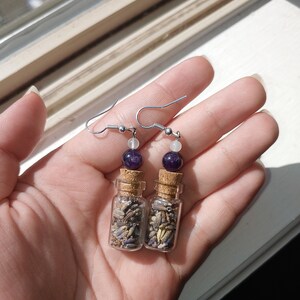 Obsidian and Black Pepper Vial Earrings - Etsy