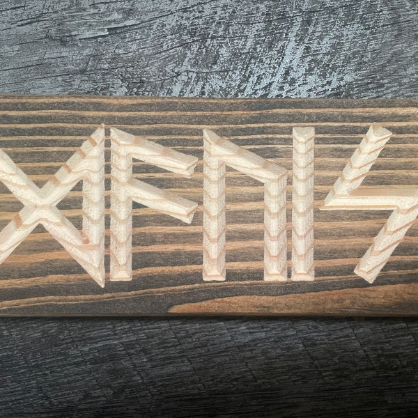 Personalized Viking Rune Name Sign, Personalized Carved Wood Nordic ...