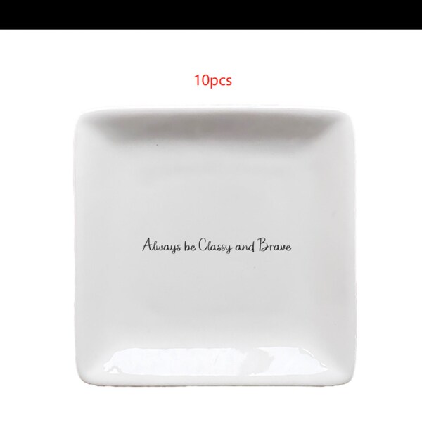 CUSTOM Text RING DISH, White Ceramic Jewelry Dish, Design Your Own Ring ...