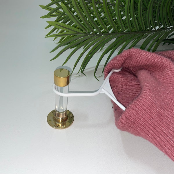 Luxholdups Lucite and Brass Projection Valet Hook, Lucite Rod Closet ...