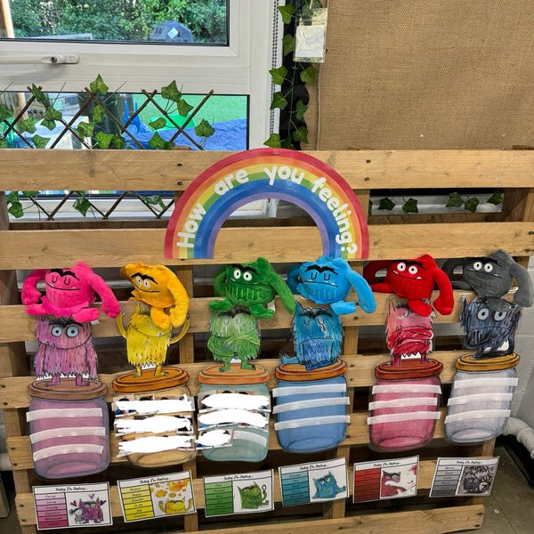 The Colour Monster Book Feelings Display With Words on Jars - Etsy UK
