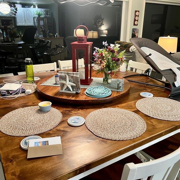 Wooden Toy Sit Spin and Grin Heavy Duty Lazy Susan Toy finished Stained ...