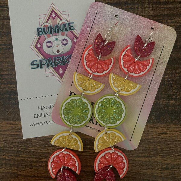 Space Octopus Polymer Clay Statement Earrings Red With Blue Splatter ...