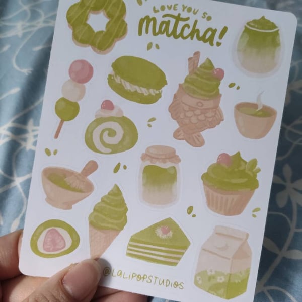 Matcha Sticker Sheet | Aesthetic Matcha Stickers, Bullet Journal ...