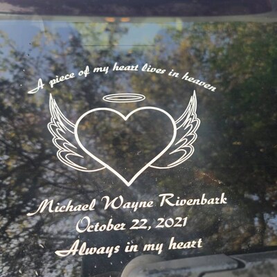 Heart With Wings Car Decal A Touching Memorial for Loved Ones Who've ...