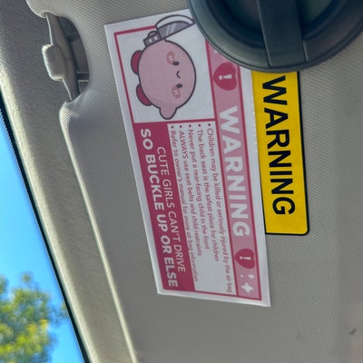 Cute Knife Pastel Warning Sticker Pink Kawaii Decal, Airbag Label, Cute ...