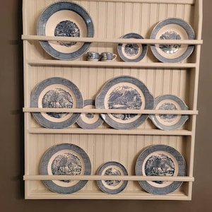 Wood Hanging Plate Rack and Primitive Country Shelf Kitchen | Etsy