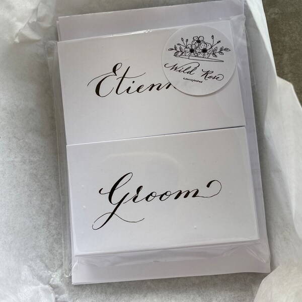 Handwritten Place Names Gold Calligraphy Wedding Place Cards Gold Ink ...