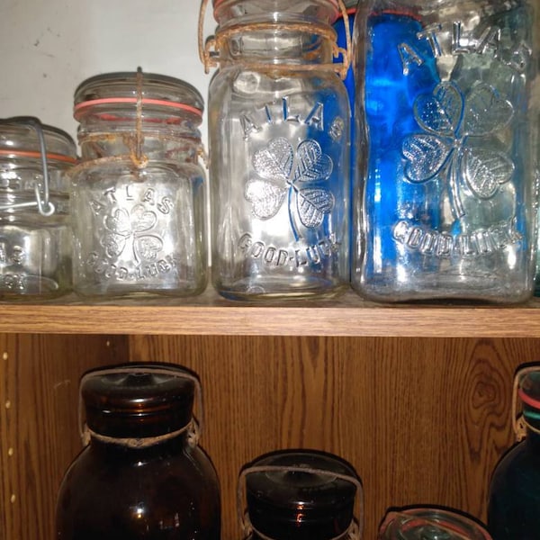 1890 to 1900 Quart Aqua Safety Wide Mouth Mason Salem Glass Works Salem ...