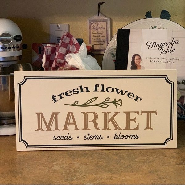 Fresh Flower Market Sign SVG Cut File for Spring Season in Rustic Home ...