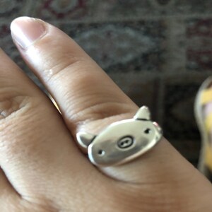 Sterling Silver Pig Ring Silver Pig Head Ring - Etsy