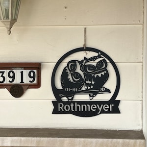 Personalized Owl Metal Sign Steel Metal Art / Metal Decor / Steel Wall ...