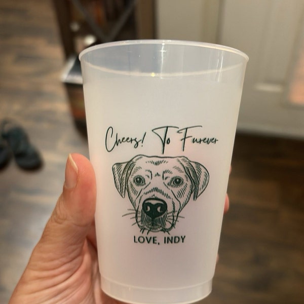 Custom Pet Portrait Wedding Frosted Cups, Custom Pet Illustration ...