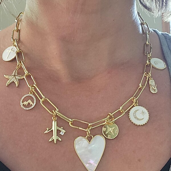 Custom Charm Necklace | Gold Charm Bracelet | Design Your Own Charm ...