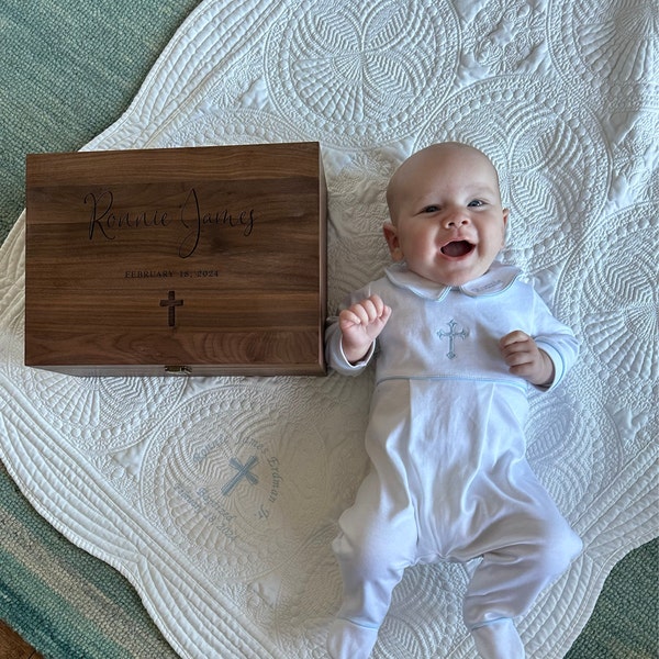 Baby Memory Box, Baby Keepsake Box, Walnut Personalized Keepsake Box ...