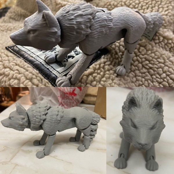 Articulating 3D Printed Wolf | Flexi Animal - Fidget Toy - Desk Toy ...