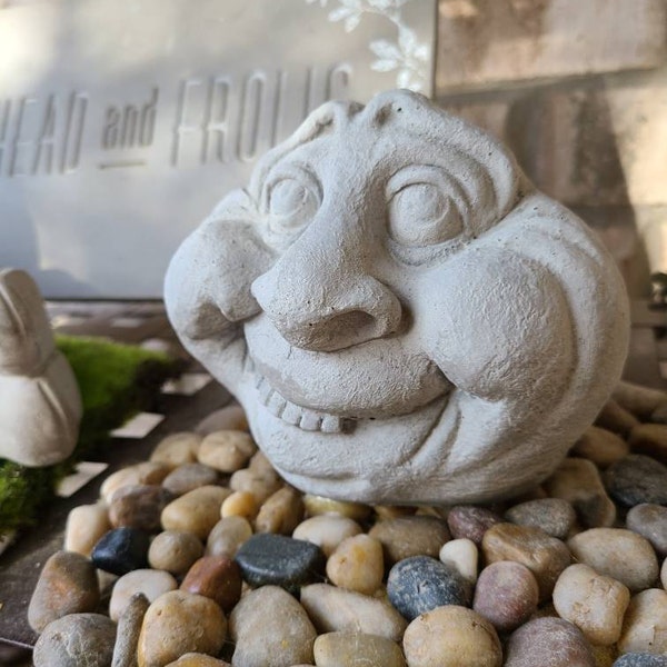 Concrete Rock Face Statue, Solid Concrete, Unpainted, Garden Art - Etsy