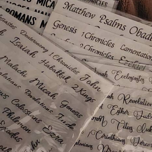 Clear Calligraphy Bible Book Title Stickers - All 66 Books - Etsy