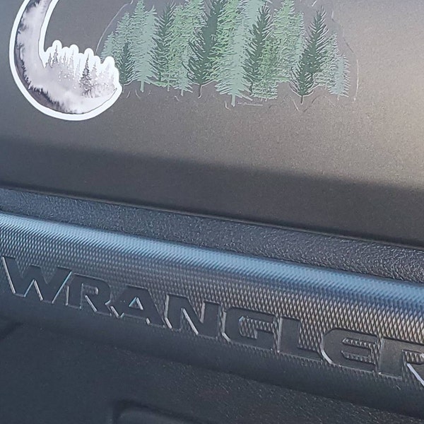 Watercolor Tree Line, Pine Tree, Laptop Sticker, Water Bottle Sticker ...