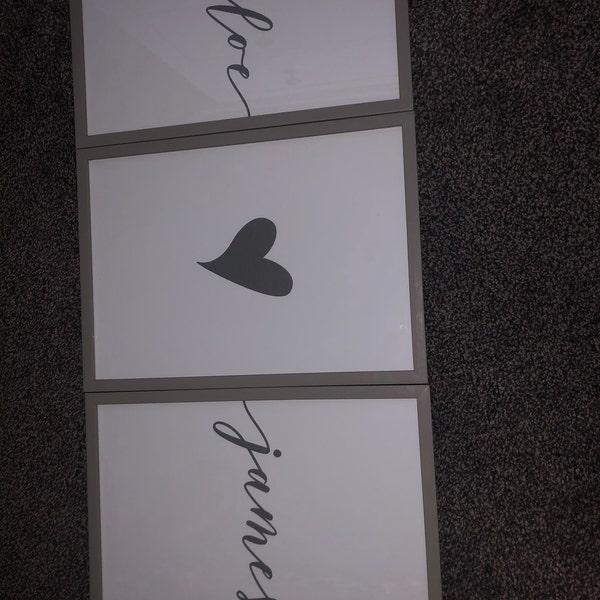 Personalised Couple Names Print With Heart Set of 3 - Etsy