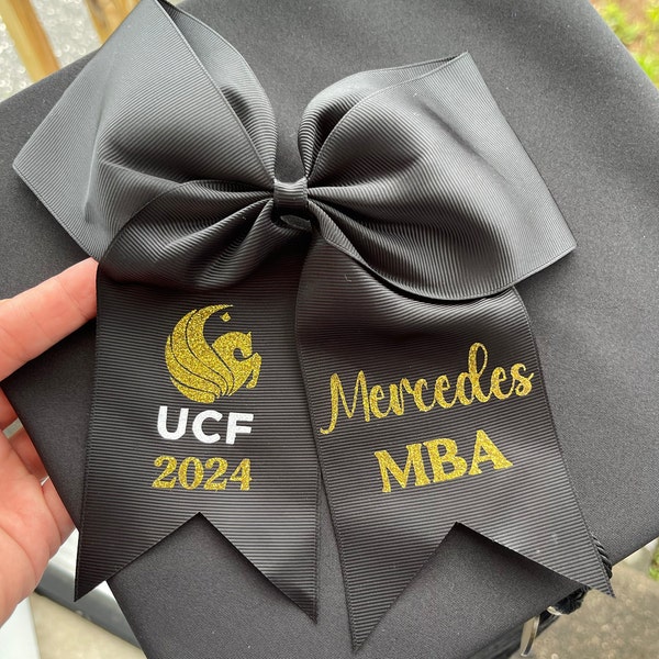 Personalized Graduation Cap Bow: Custom Text, Grosgrain Ribbon - Etsy