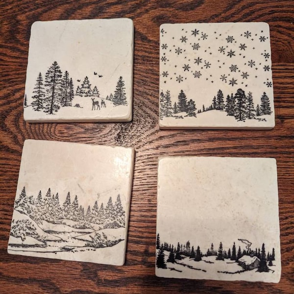 Winter Coasters ~ Winter Season Decor ~ Farmhouse Decor ~ Housewarming ...